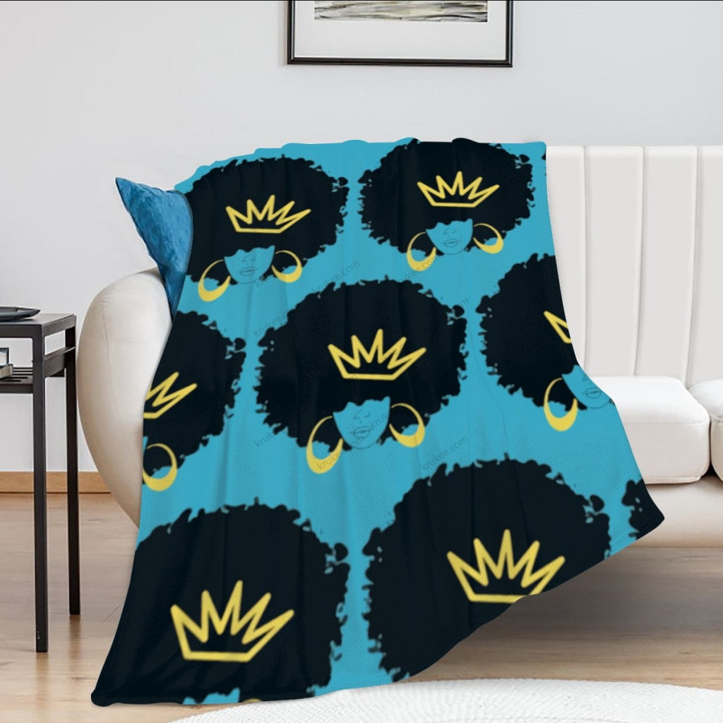 African artwork flannel blanket - Afro Queen – Krukee